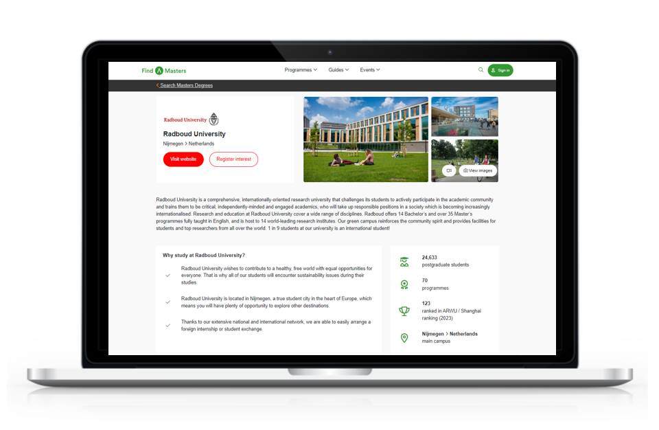 FindAMasters Institution & Department Profiles